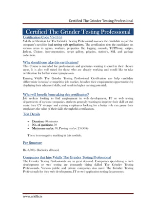the grinder testing certification | PDF | Web Development | Internet