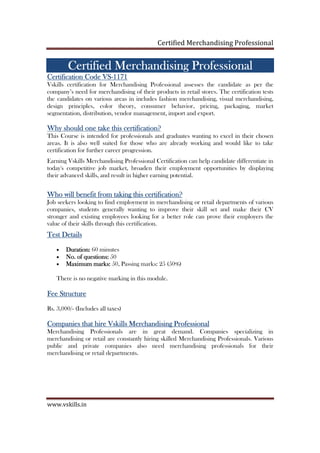 Vskills certified merchandising professional | PDF