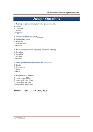 Vskills certified merchandising professional | PDF