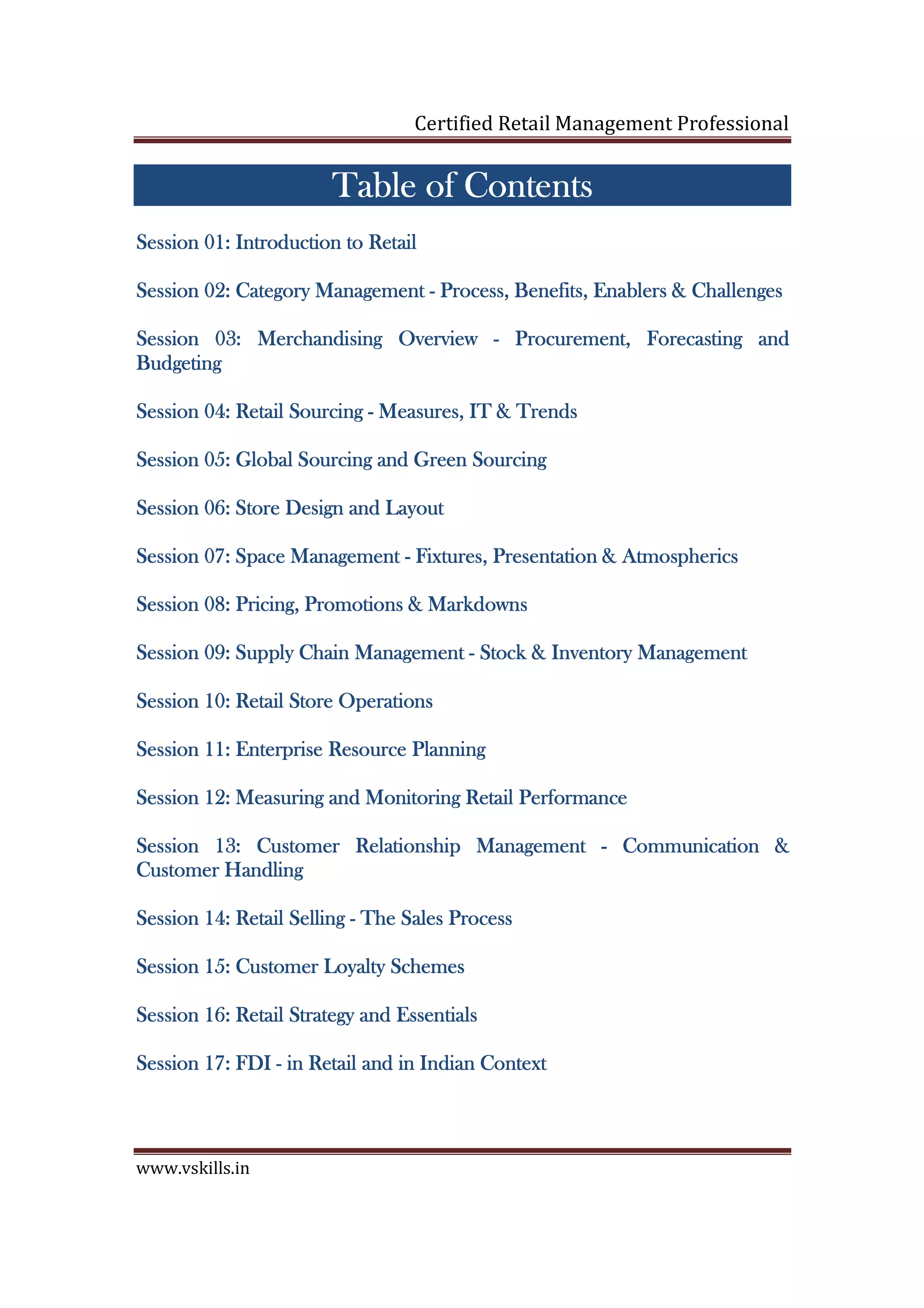 Retail Management Certification | PDF