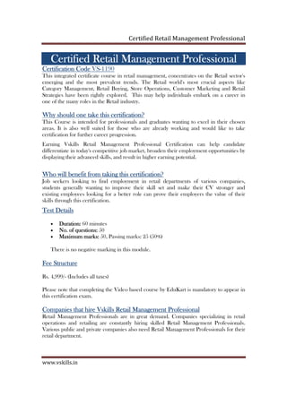 Retail Management Certification | PDF