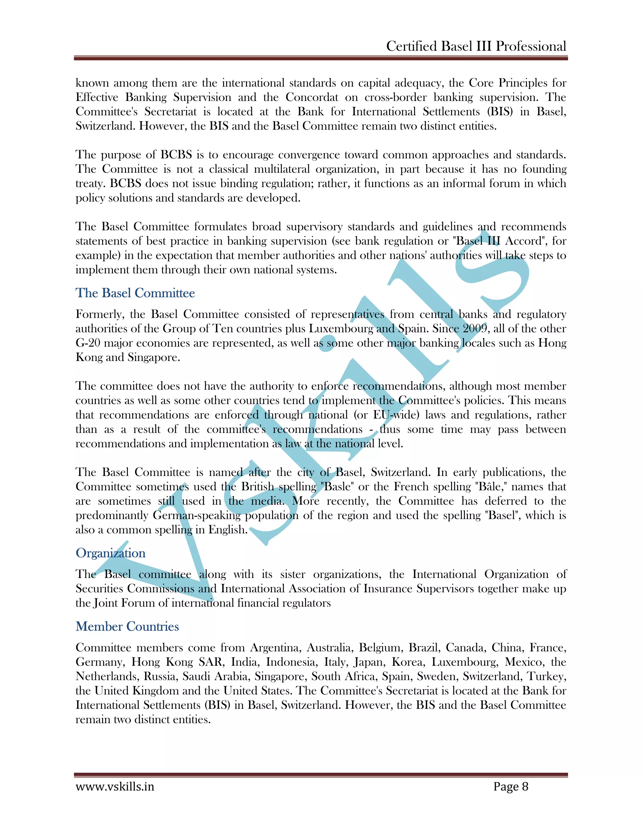 Vskills basel iii professional sample material | PDF