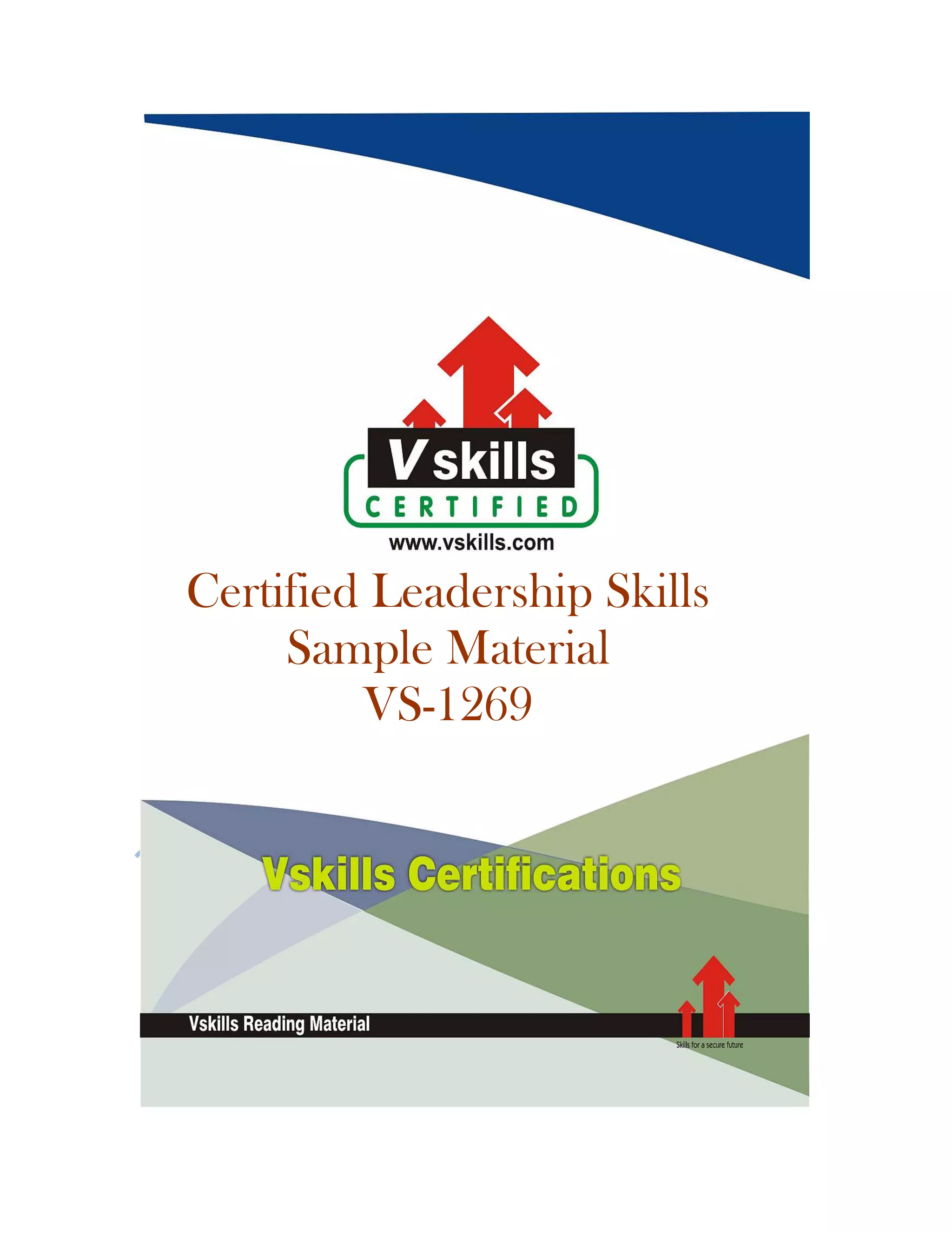 vskills leadership skills professional sample material | PDF | Executive Leadership & Management ...