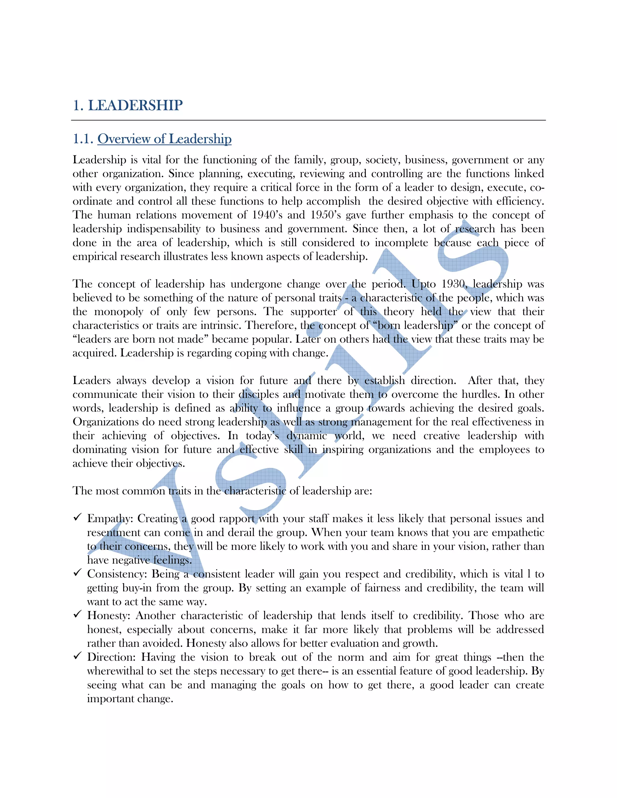 vskills leadership skills professional sample material | PDF ...