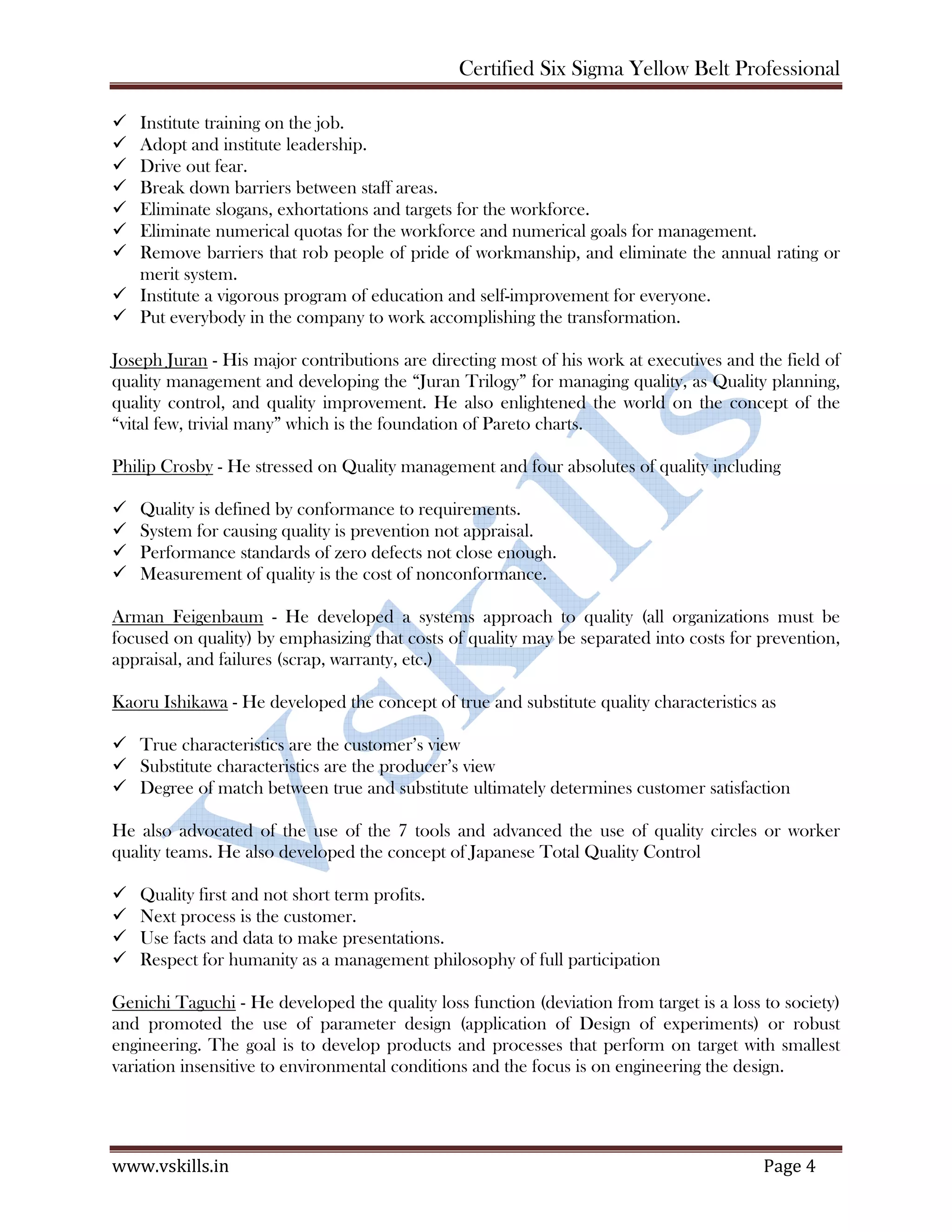 Vskills certified six sigma yellow belt sample material | PDF