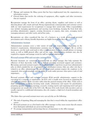 Vskills certified administrative support professional sample material | PDF