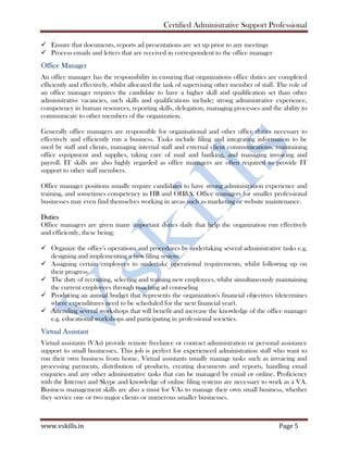 Vskills certified administrative support professional sample material | PDF