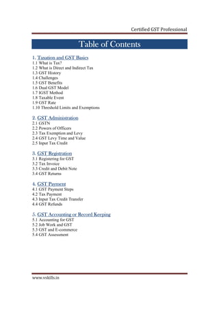 GST Certification course Brochure | Vskills | PDF