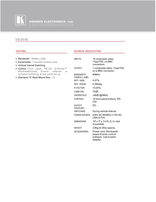 Kramer VS-2016 | PDF