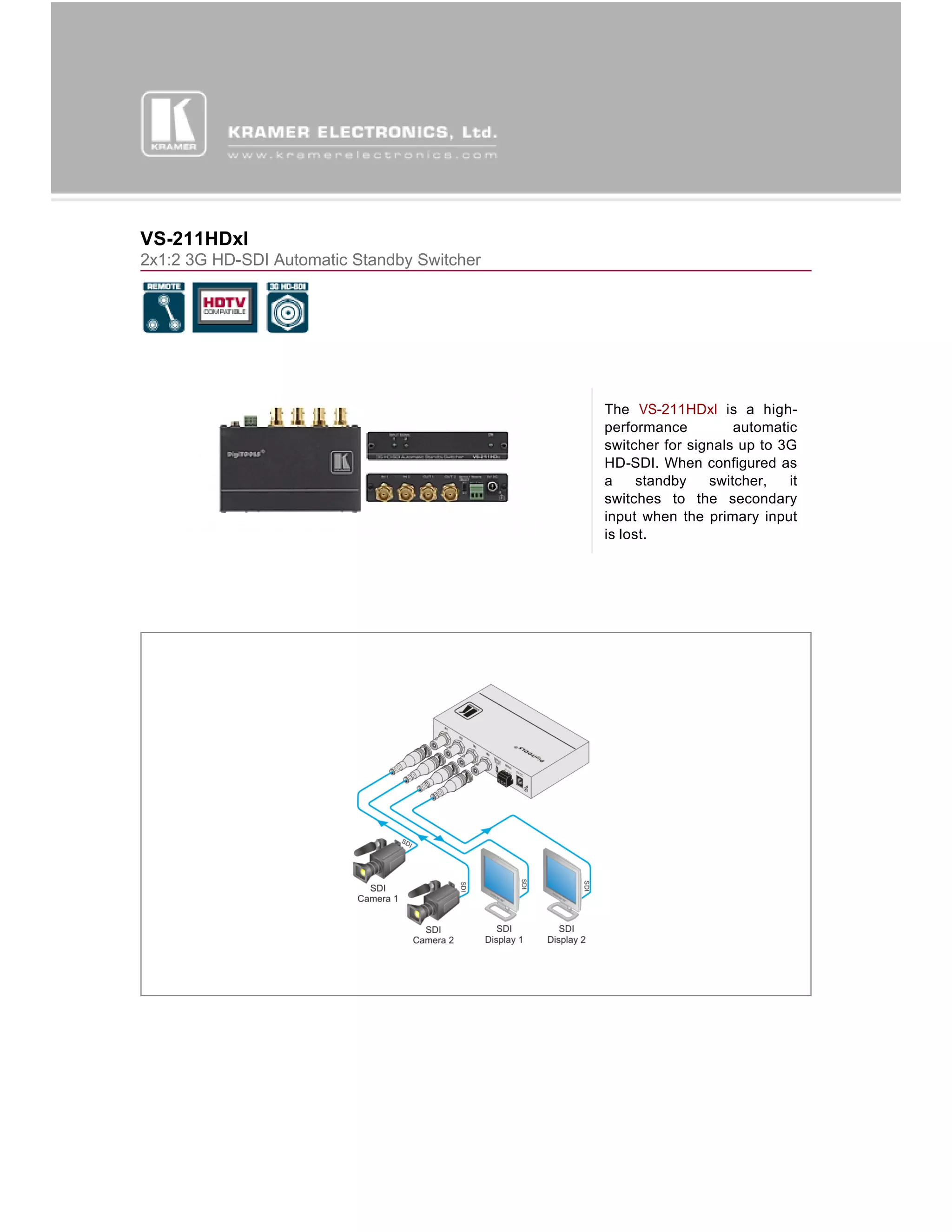 Kramer VS-211-HDXL | PDF
