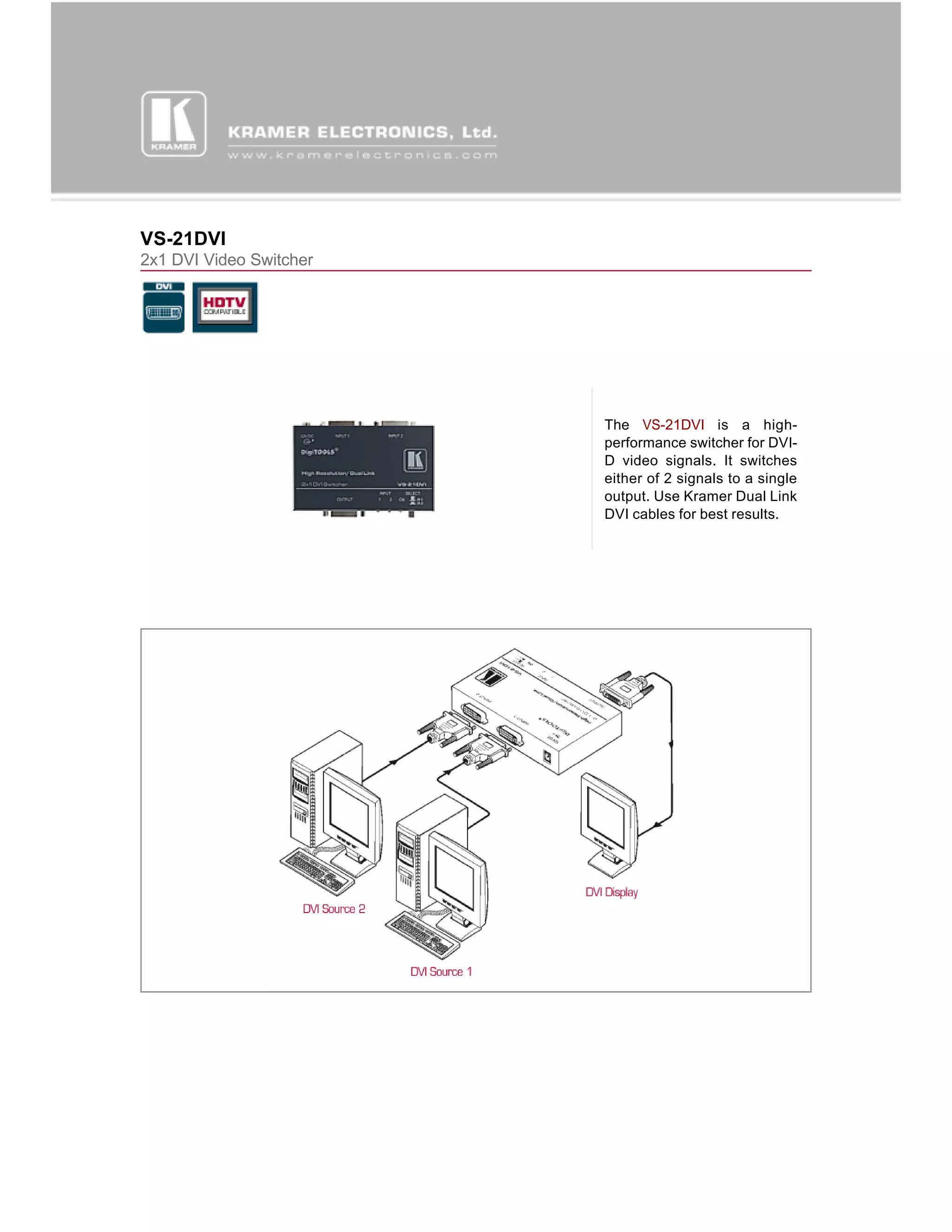 Kramer VS-21DVI | PDF