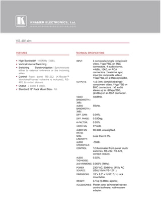 Kramer VS-401-XLM | PDF