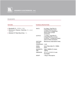 Kramer VS-81-AYC | PDF