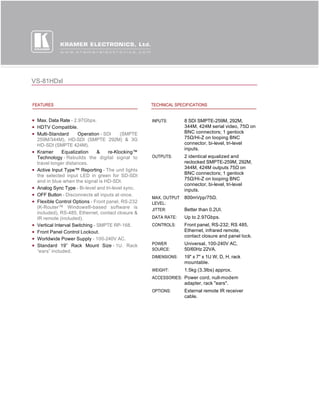 Kramer VS-81-HDXL | PDF | Computer Peripherals | Computing