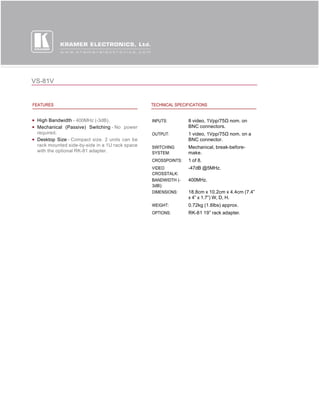 Kramer VS-81V | PDF