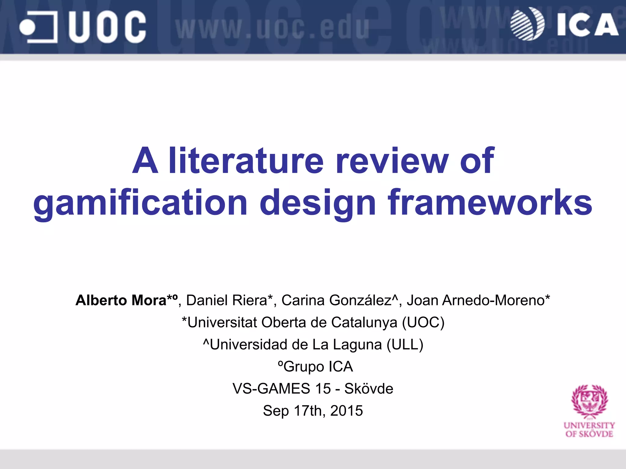 A literature review of gamification design frameworks | PDF