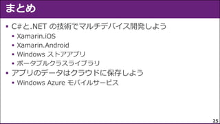 Xamarin + Visual Studio によるマルチプラットフォーム対応アプリ開発 - iOS, Android, Windows に対応しよう | PDF