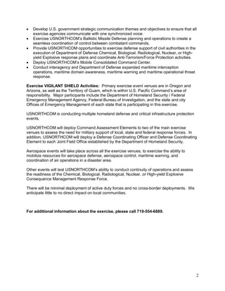Exercise Vigilant Shield ’08 Fact Sheet | PDF