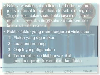 Viskositas, hukum stokes, hukum bernouli | PPTX