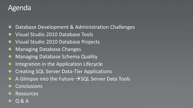 SQL Server Development Tools & Processes Using Visual Studio 2010