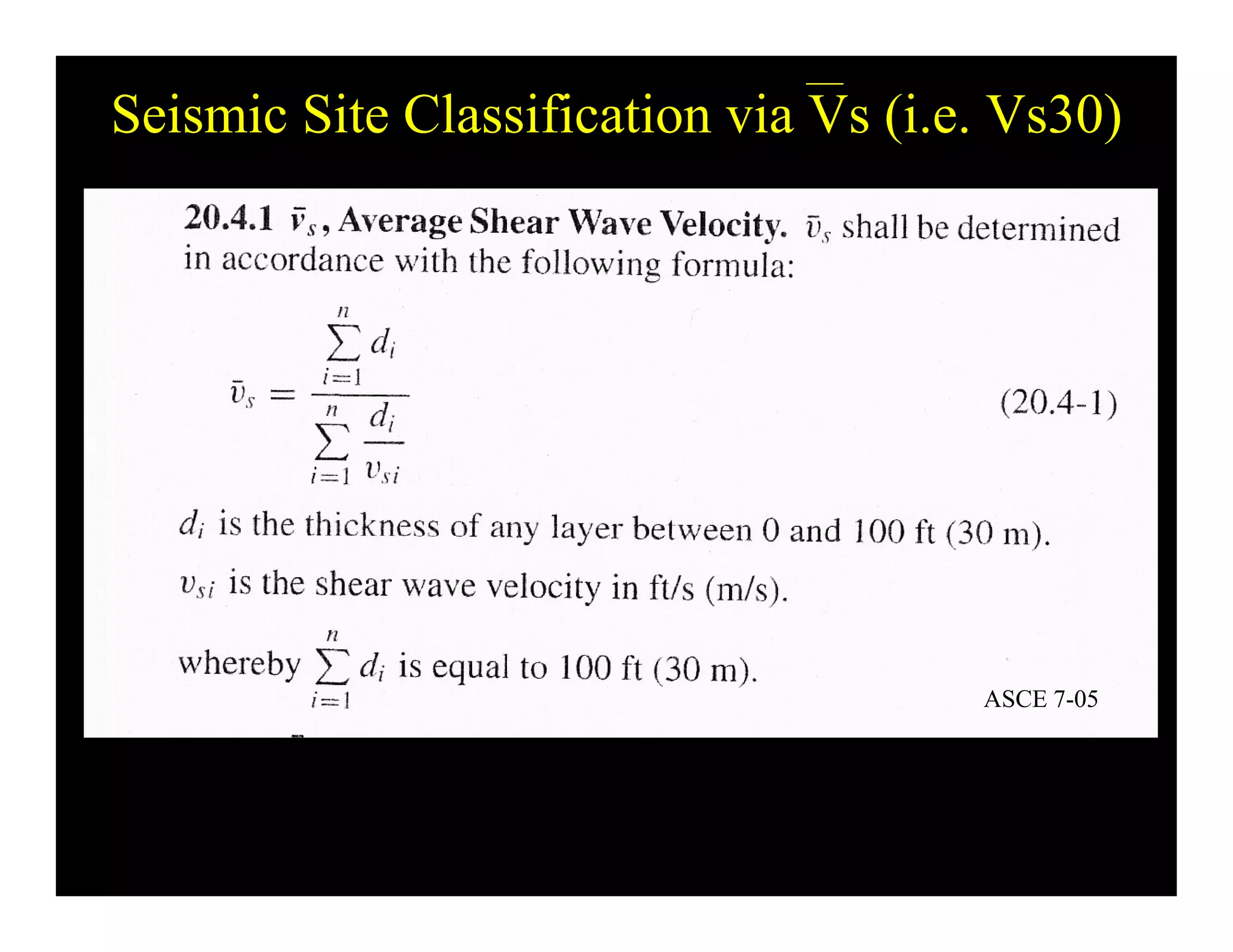Vs30 measurements for Seismic Site Classification | PDF