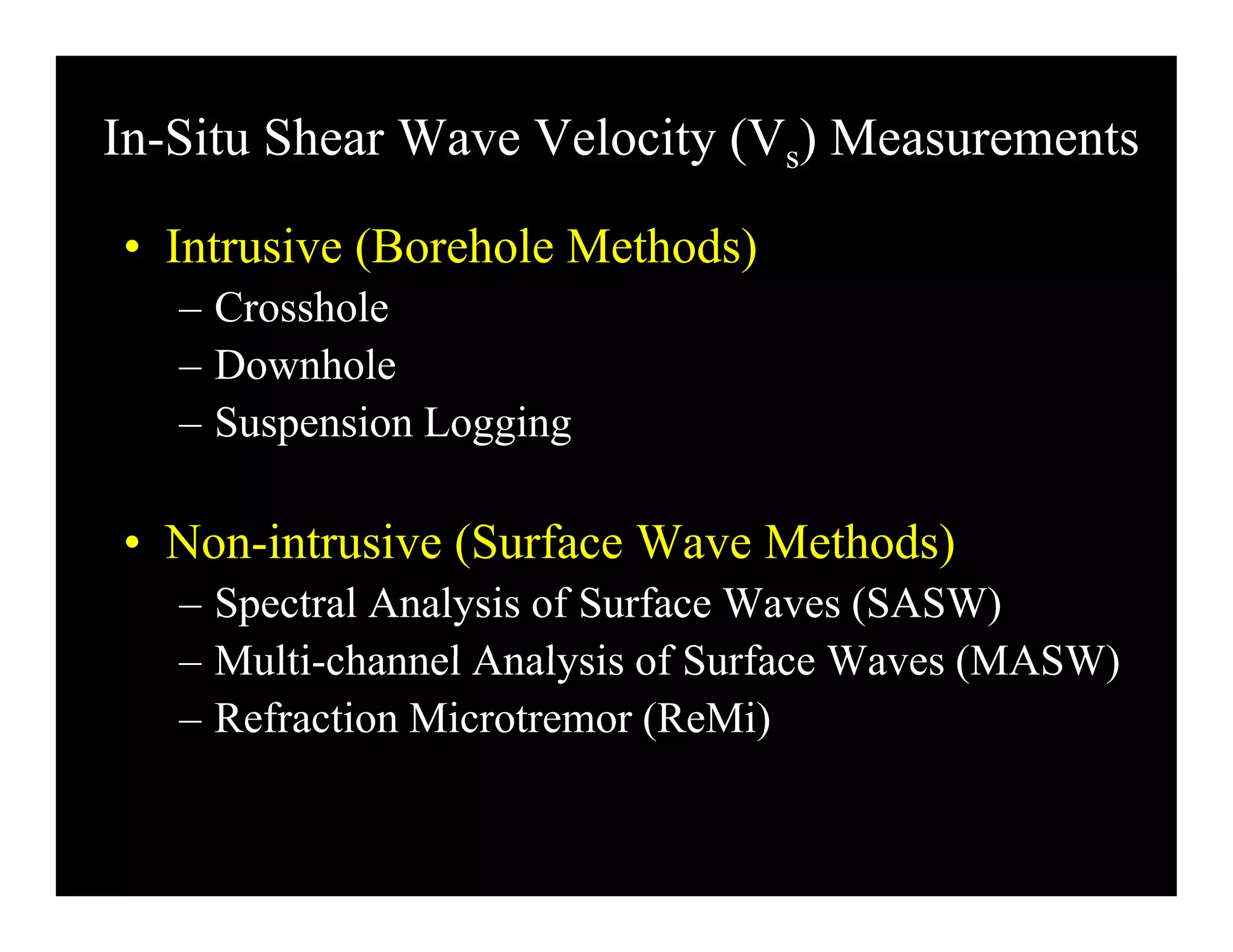 Vs30 measurements for Seismic Site Classification | PDF