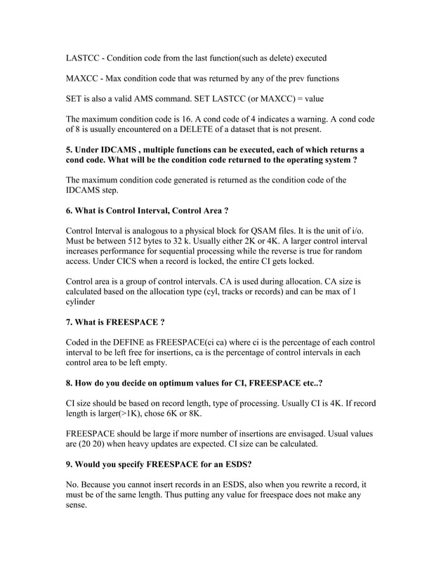 Vsam interview questions and answers. | PDF