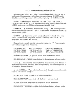 Reading the LISTCAT entries for VSAM | DOC