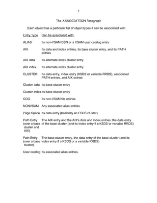 Reading the LISTCAT entries for VSAM | DOC