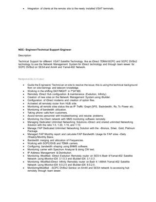Vsat noc engineer | DOCX