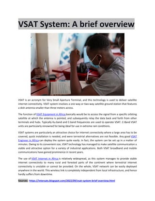 VSAT System: A brief overview | PDF