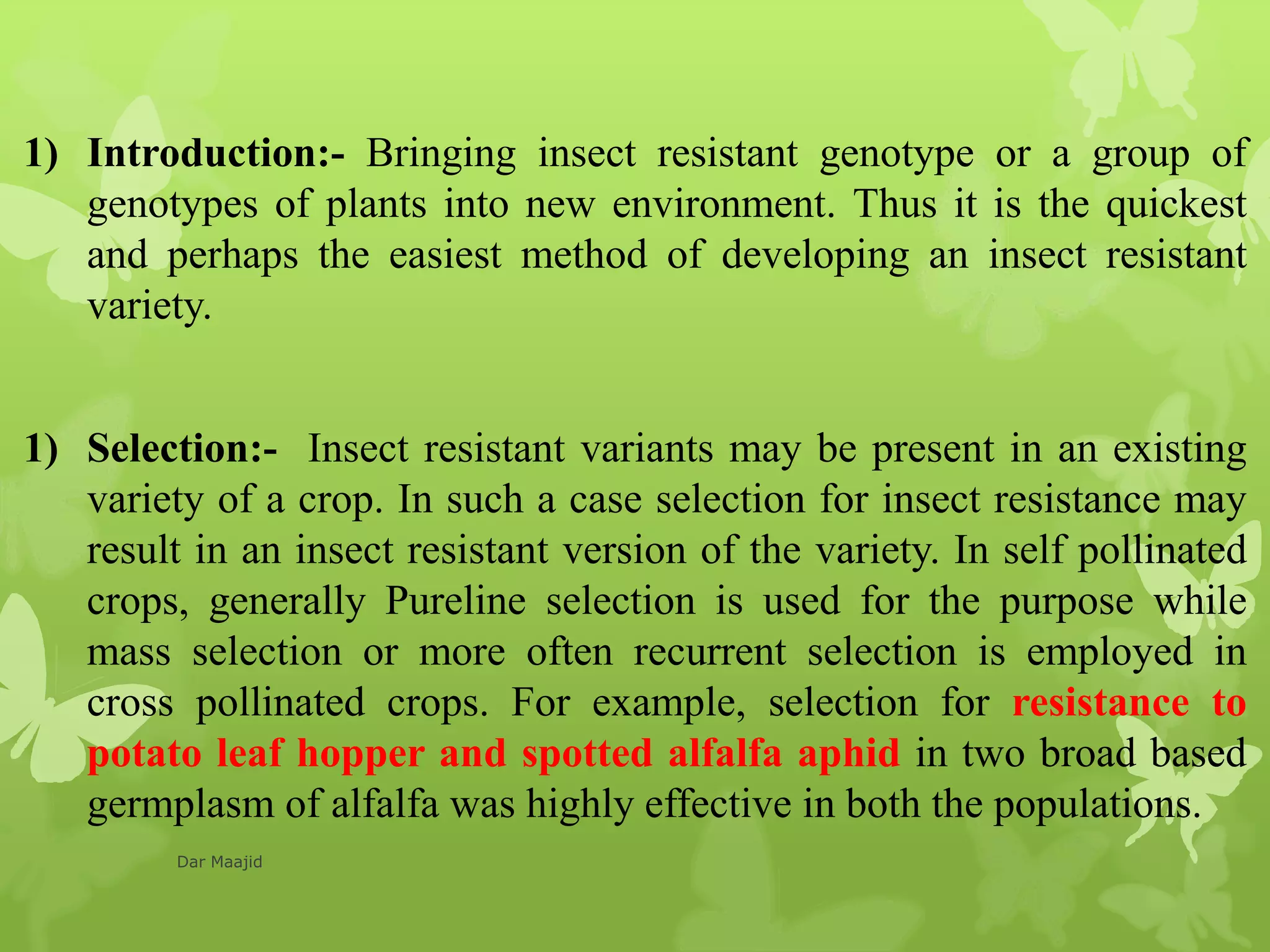 Breeding for insect pest stress in vegetable crops | PPTX