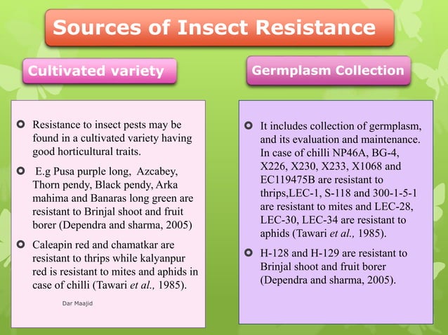 Breeding for insect pest stress in vegetable crops | PPTX | Agriculture ...