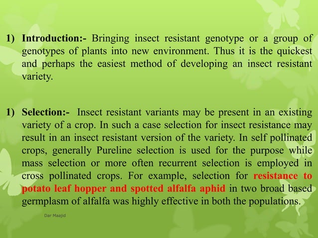 Breeding for insect pest stress in vegetable crops | PPTX | Agriculture ...