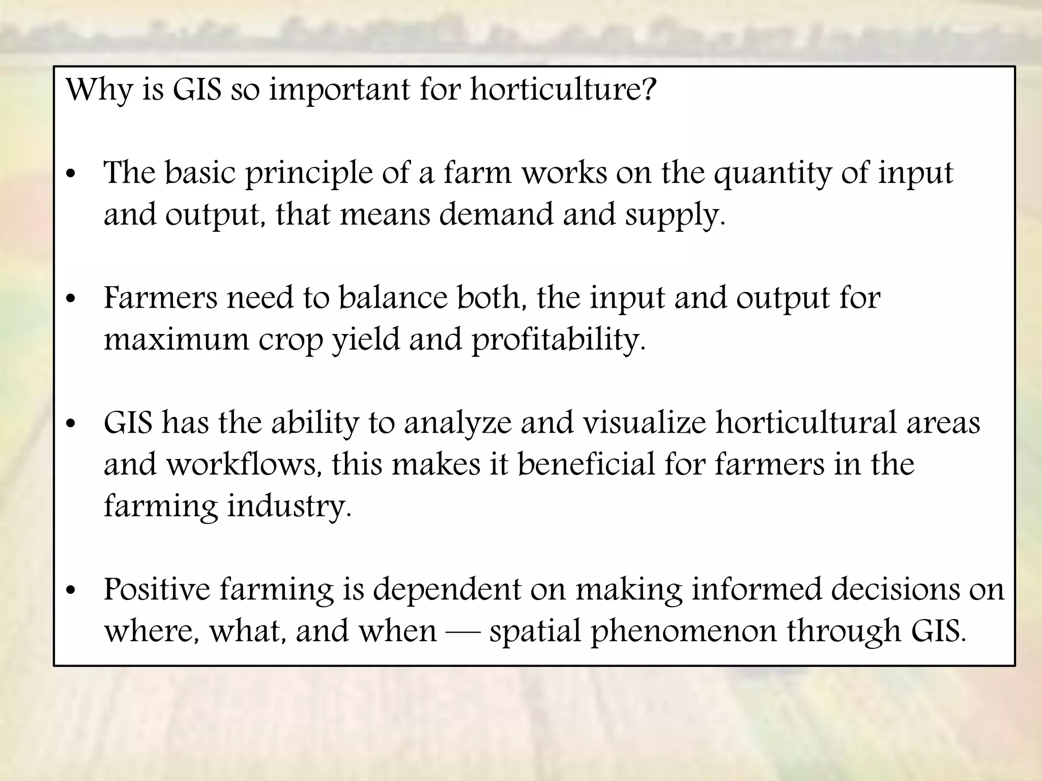 Geographic information system (GIS) and its application in precision ...