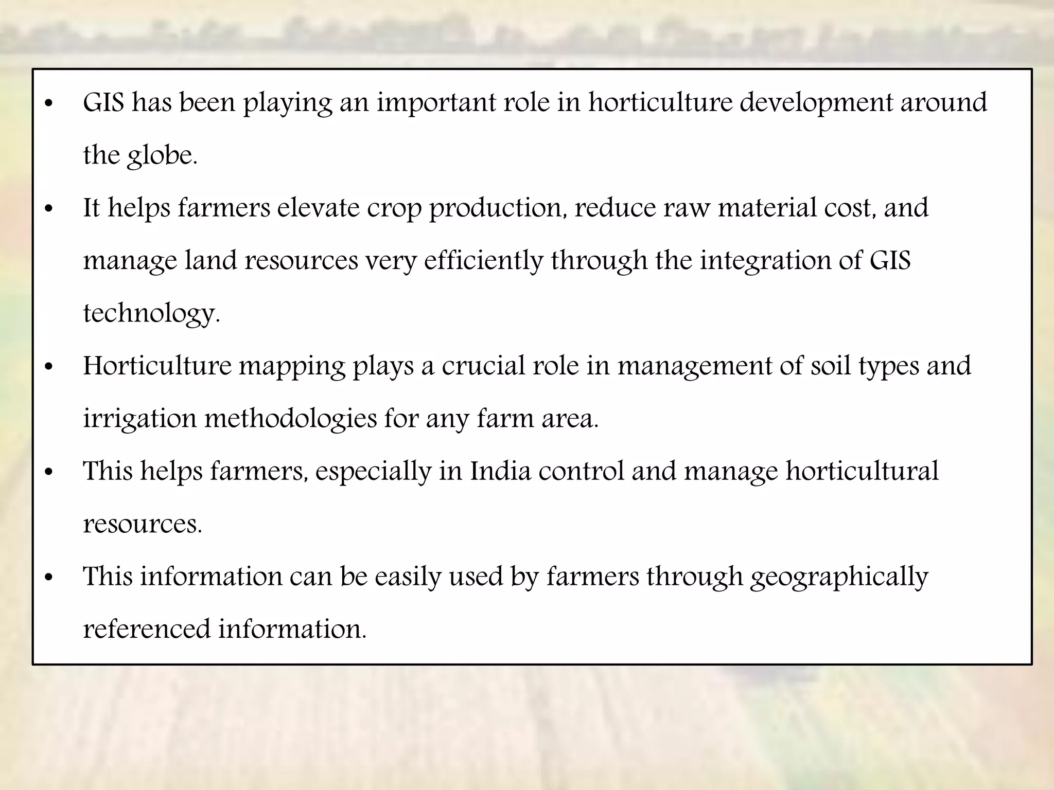 Geographic information system (GIS) and its application in precision ...