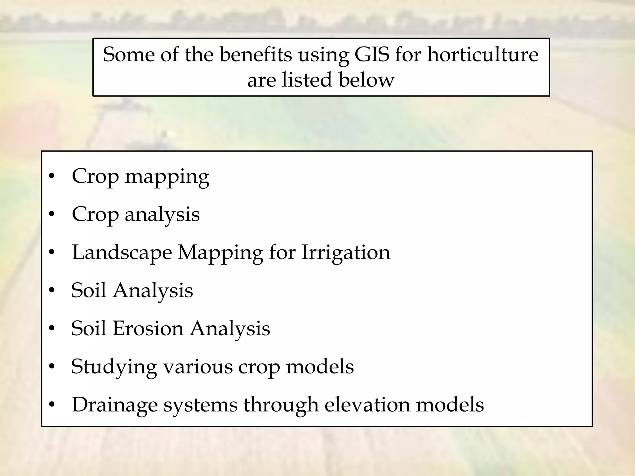 Geographic information system (GIS) and its application in precision ...