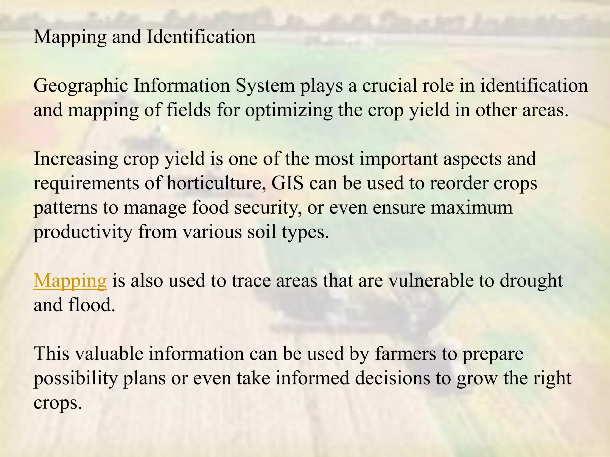 Geographic information system (GIS) and its application in precision ...