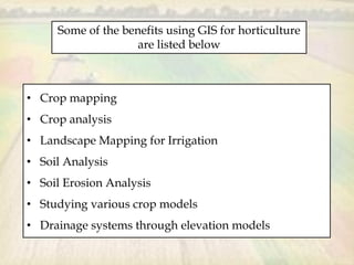 Geographic information system (GIS) and its application in precision ...