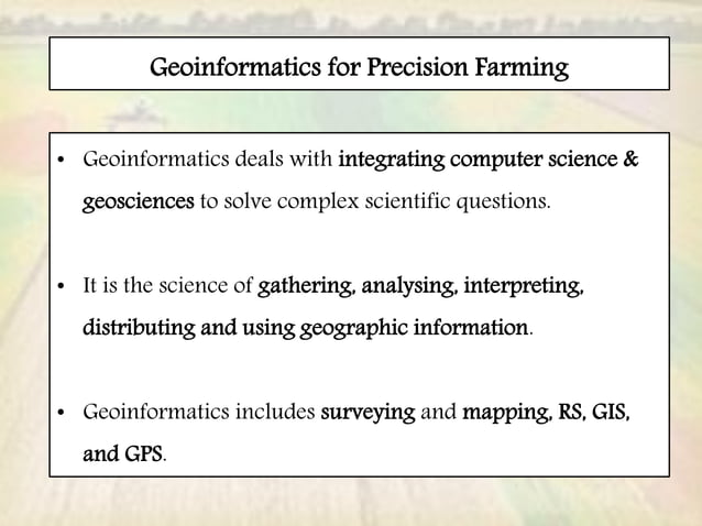 Geographic information system (GIS) and its application in precision ...
