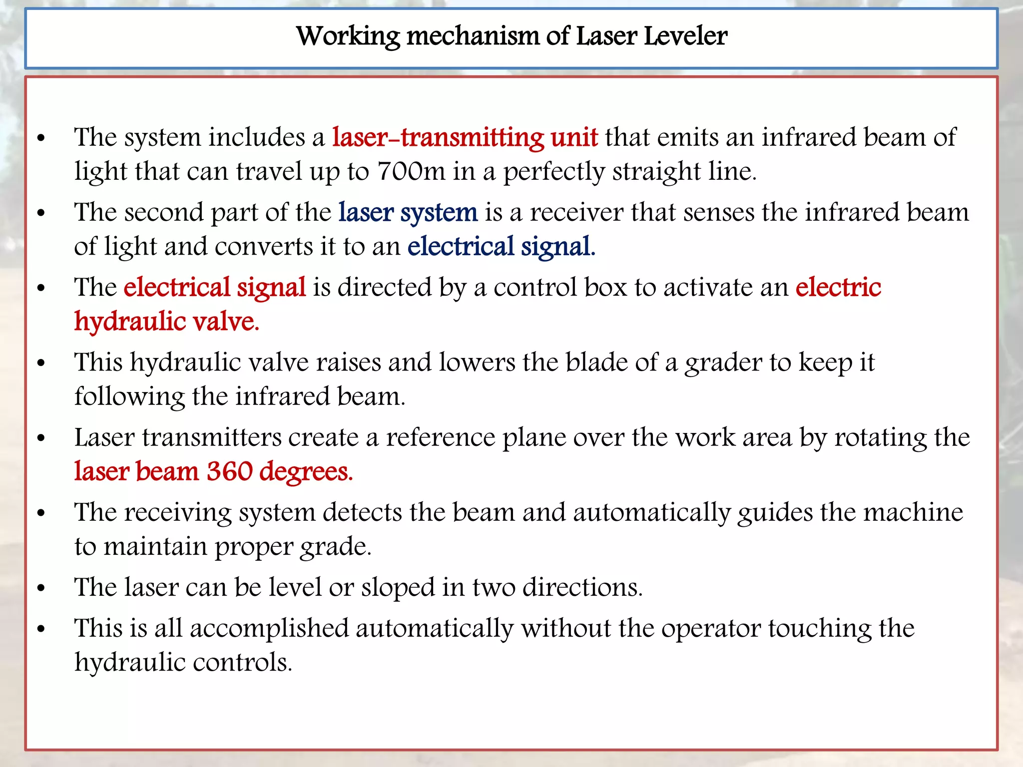 Lazer leveling, mechanized direct seed sowing, seedling and sapling ...