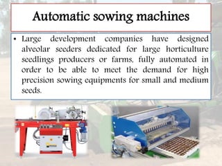 Lazer leveling, mechanized direct seed sowing, seedling and sapling ...