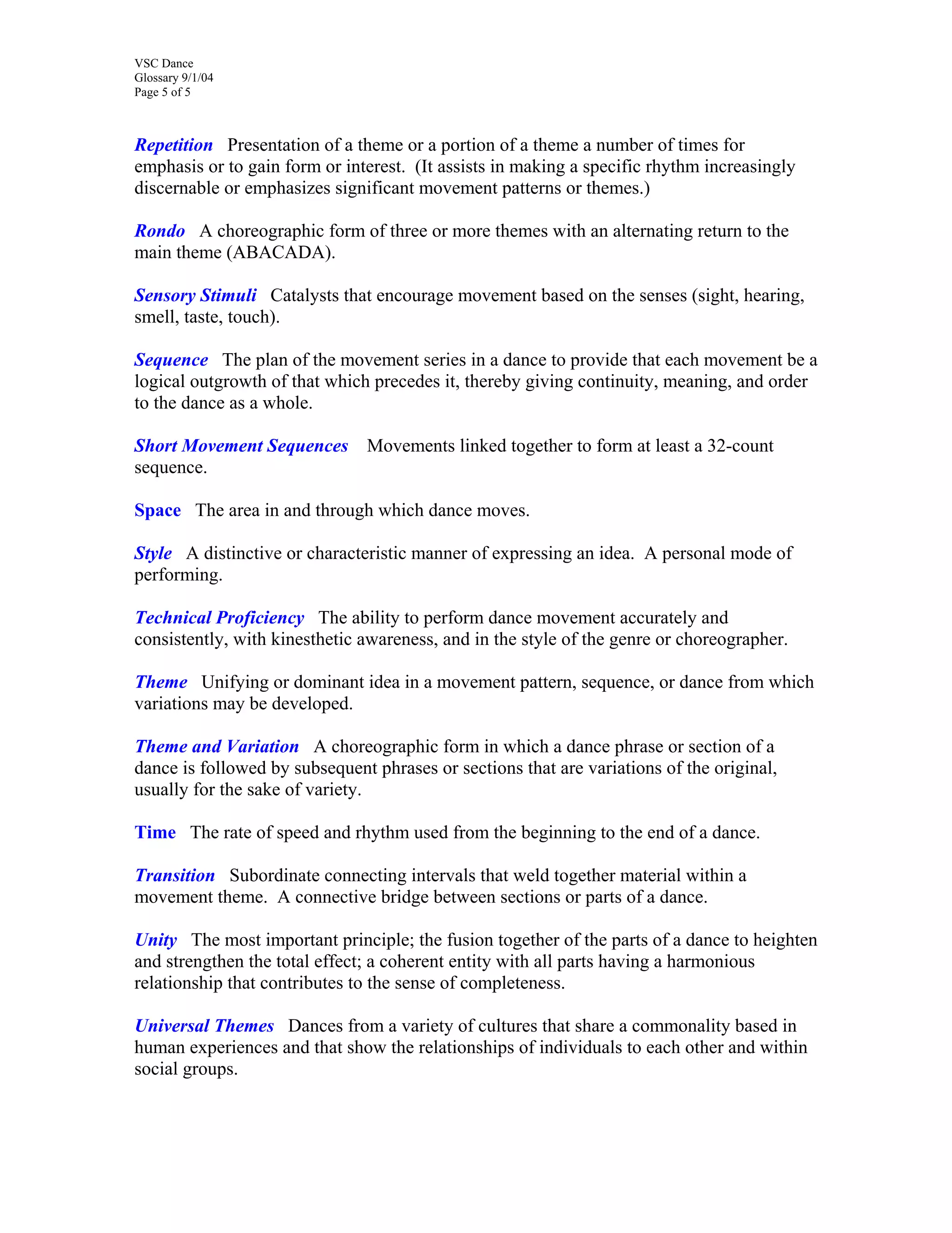 Dance Glossary | PDF