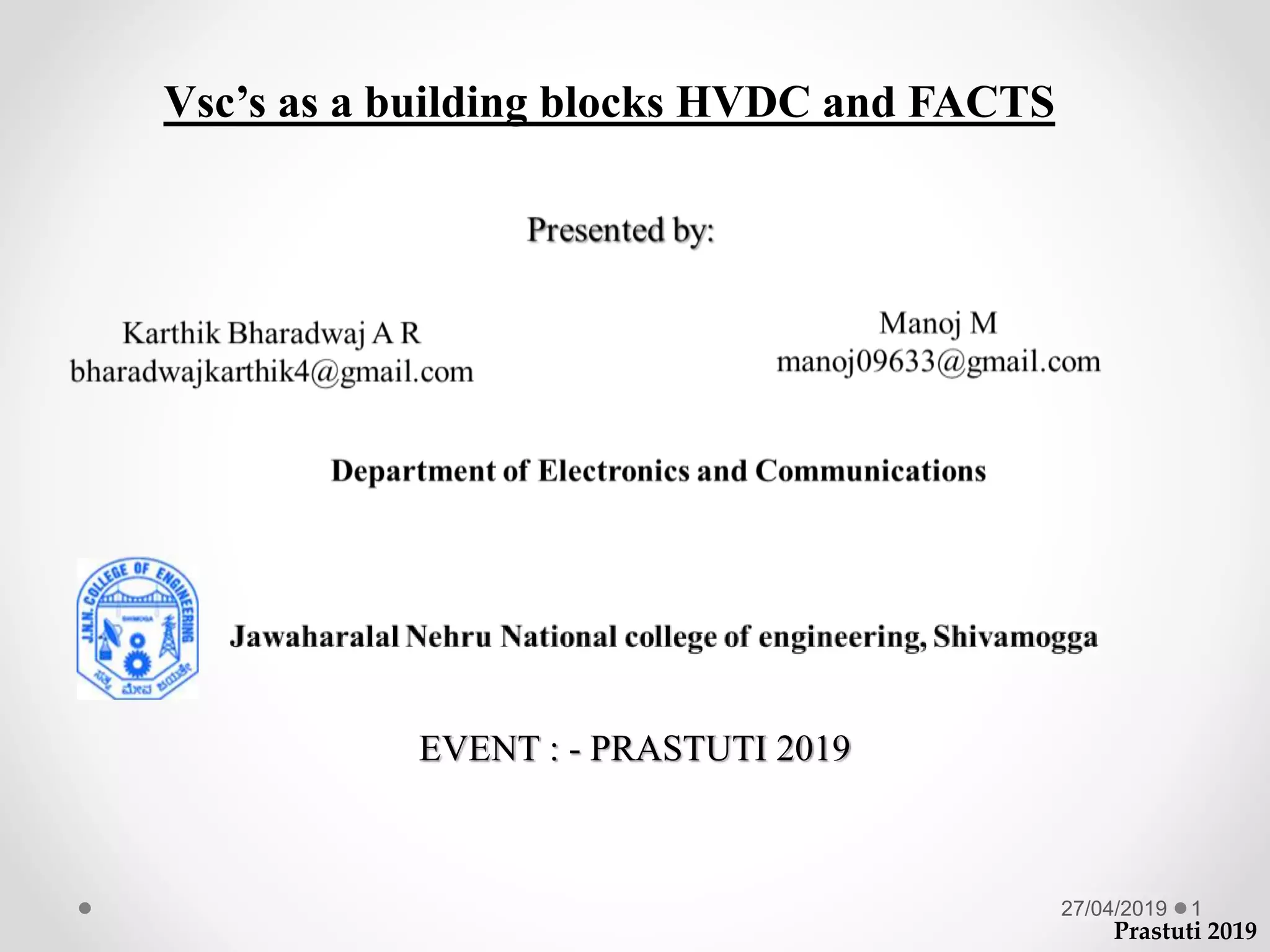 Voltage source Converters as a building block of HVDC and FACTS | PPTX