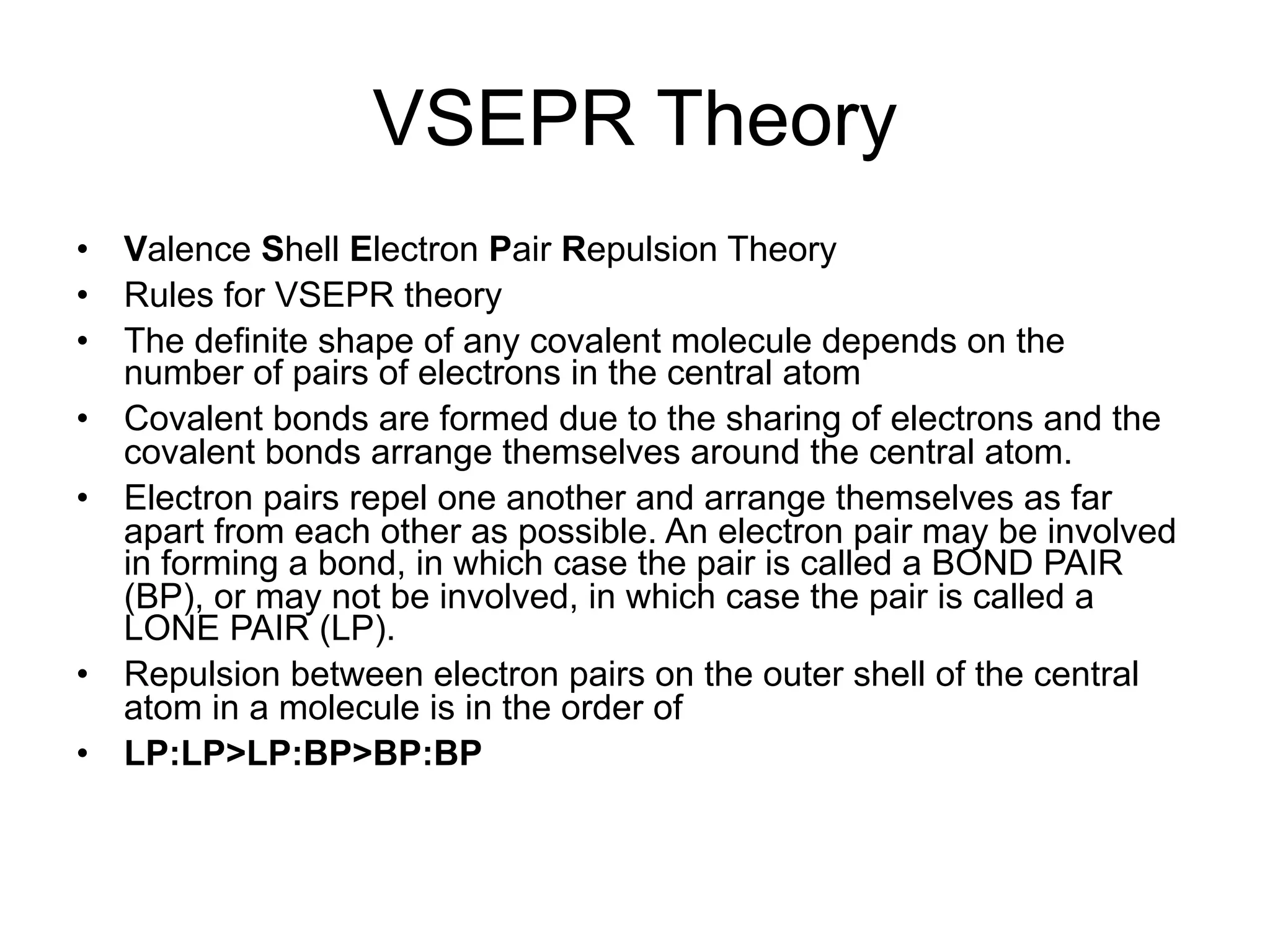 Vsepr theory | KEY