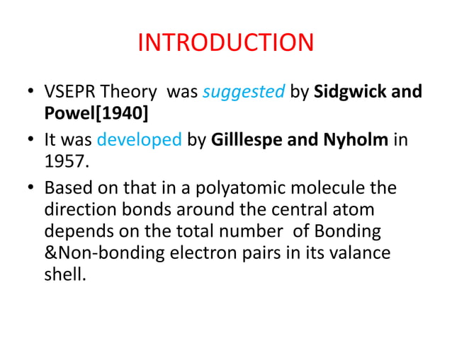 Vsepr theory | PPTX | Chemistry | Science