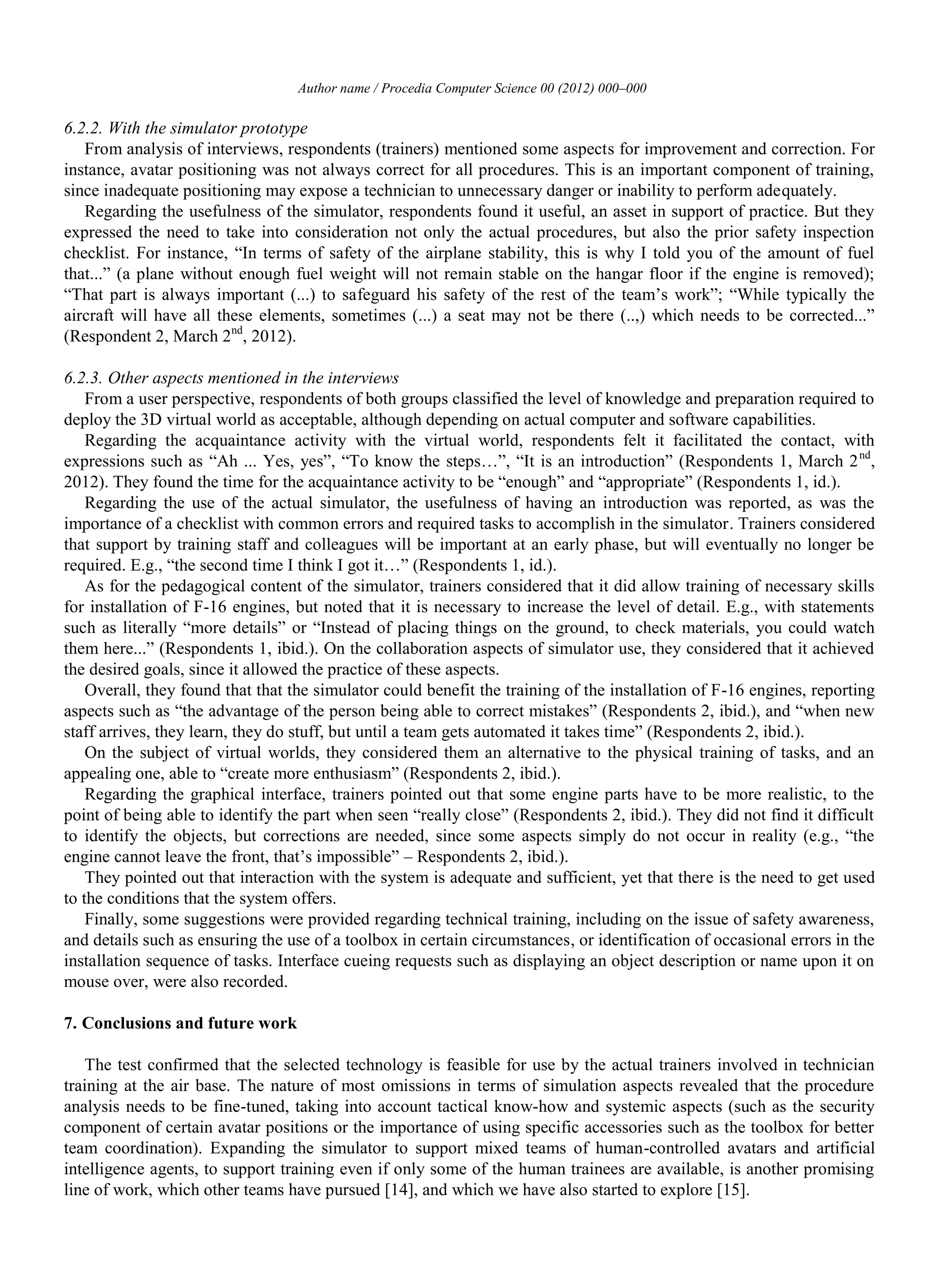 Development of a mechanical maintenance training simulator in OpenSimulator for F-16 aircraft ...