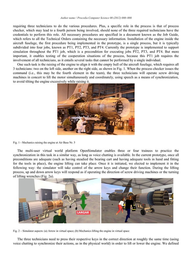 Development of a mechanical maintenance training simulator in OpenSimulator for F-16 aircraft ...