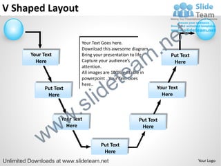 V shaped layout powerpoint diagrame templates 0712 | PPT