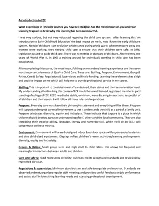 Vsible learning project - e portfolio artifacts & reflelctions | DOCX